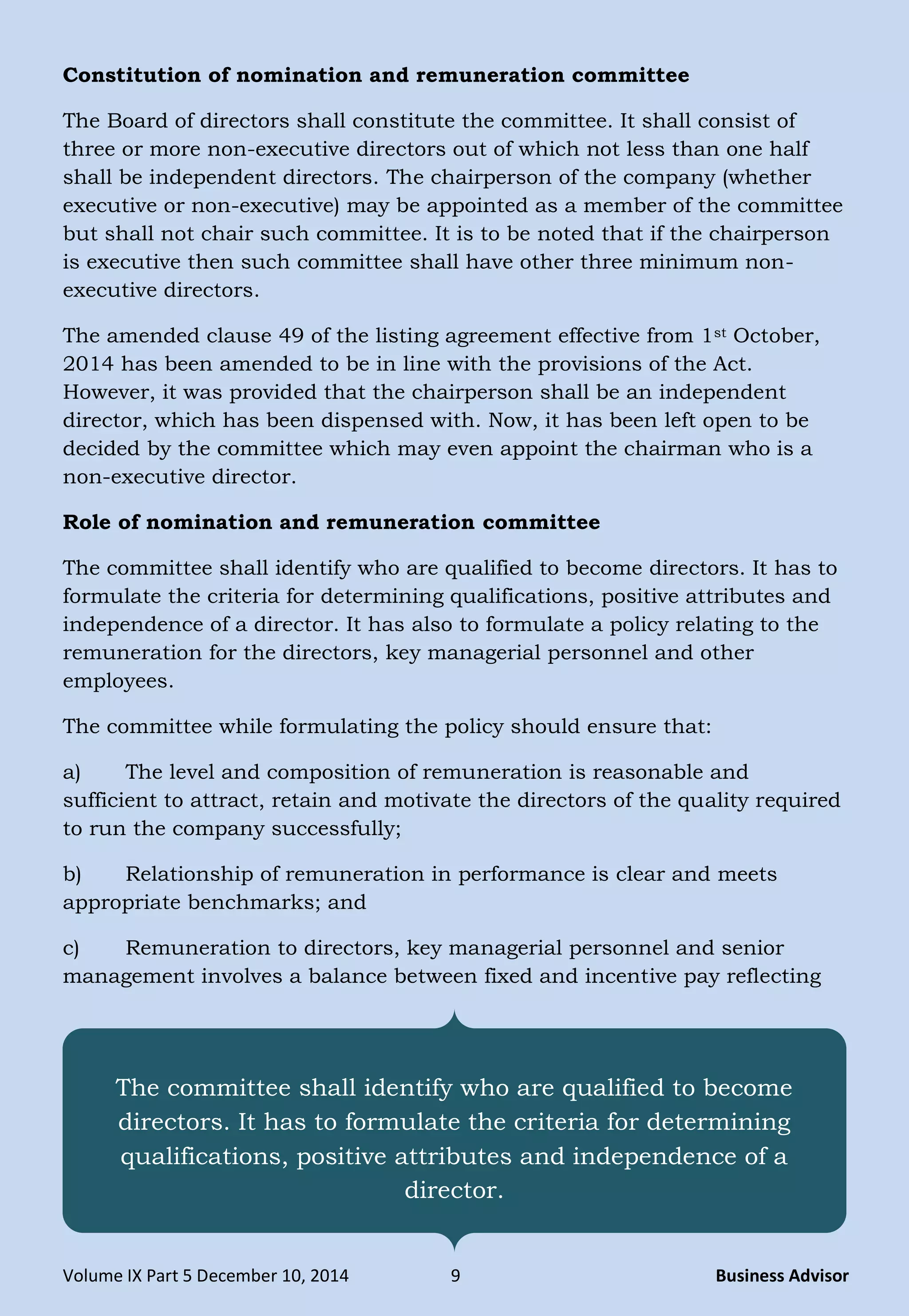 Constitution, role of nomination and remuneration committee - Dr S. Chandrasekaran | PDF