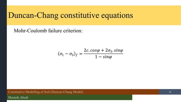Constitutive modelling of soil (Duncan-chang Model) | PPT