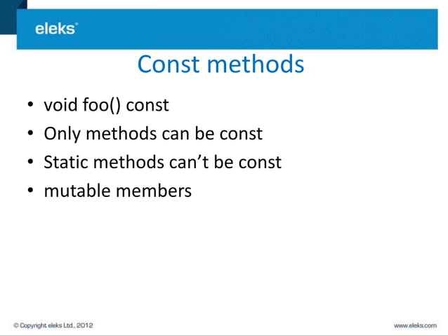 cpp-2013 #11 Constness and Exceptions | PPT