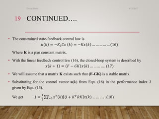 Constrained state feedback control | PPTX | Physics | Science