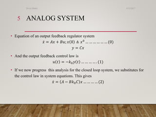 Constrained state feedback control | PPTX | Physics | Science