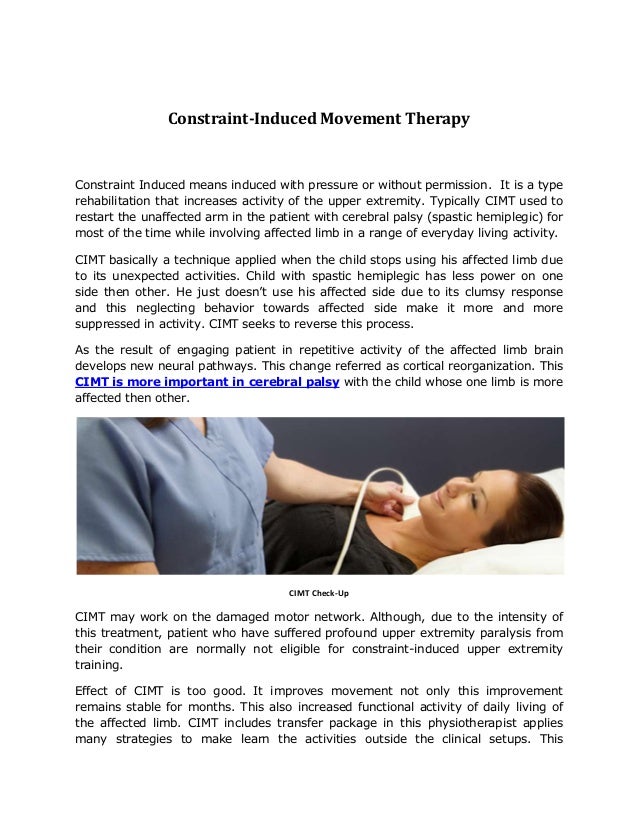 Constraint induced movement therapy