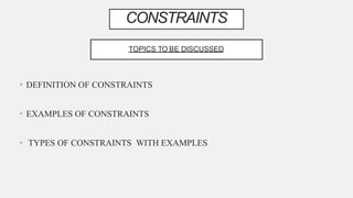 Constraints | PPTX