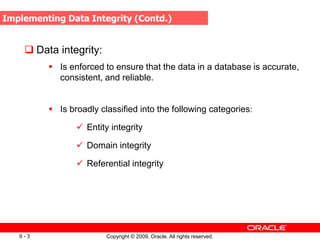 Constraints constraints of oracle data base management systems | PPT
