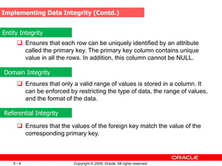Constraints constraints of oracle data base management systems | PPT