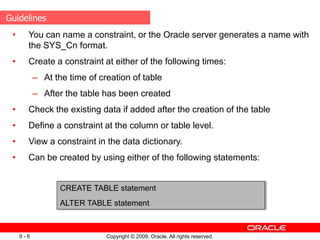 Constraints constraints of oracle data base management systems | PPT