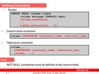 Constraints constraints of oracle data base management systems | PPT