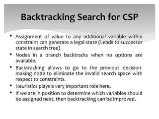 Constraint satisfaction problems (csp) | PPTX