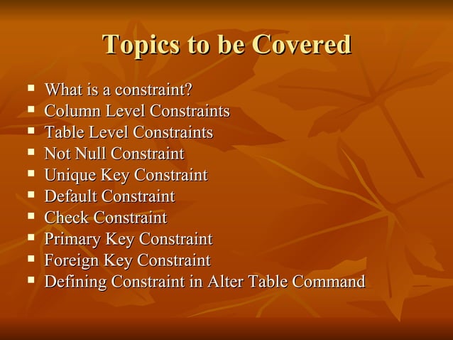 Constraints In Sql | PPT