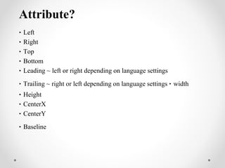 Auto Layouts , NSLayoutConstraint, Traits in iOS | PPT