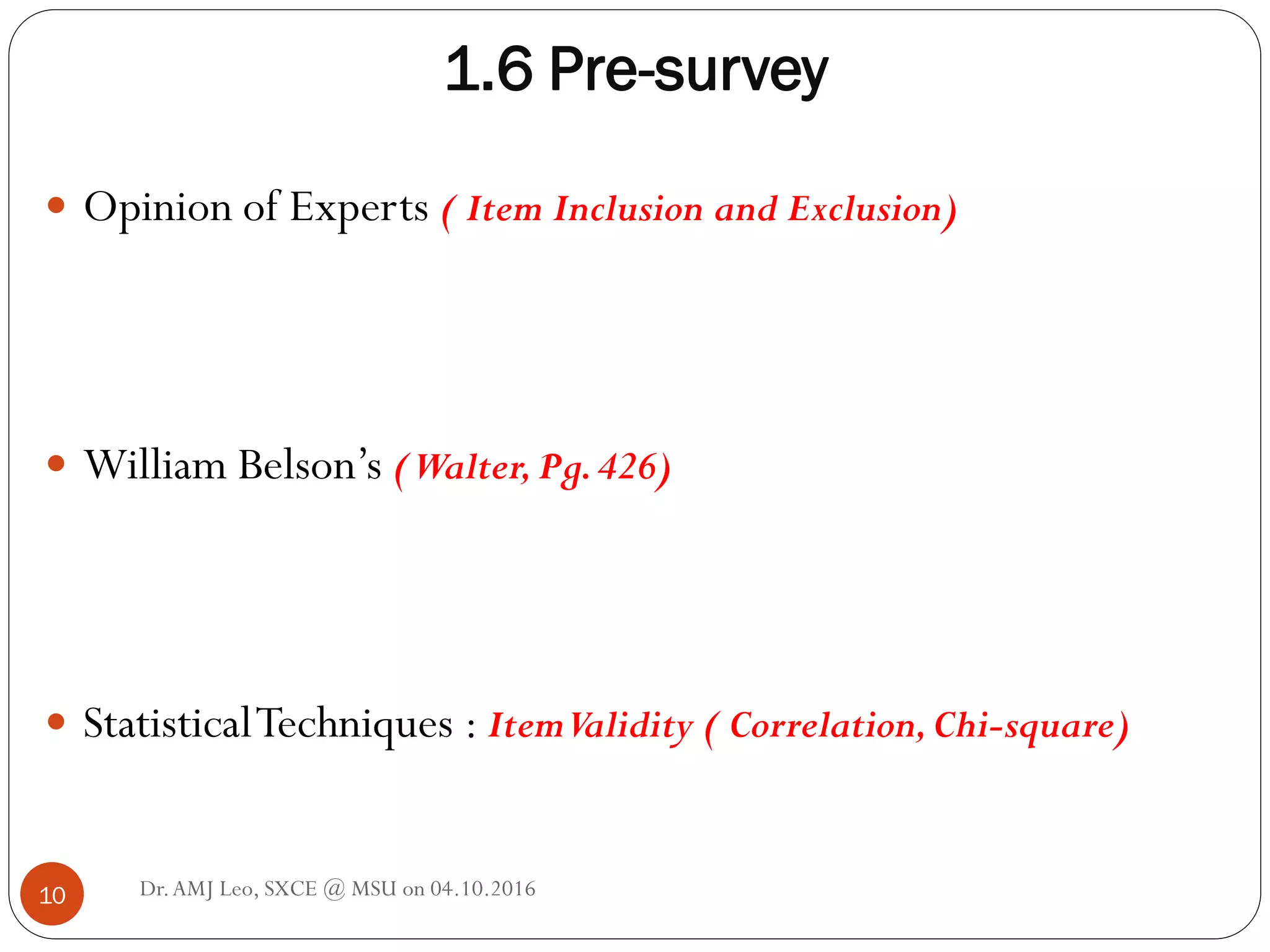 Construction of non cognitive instruments, Tools Construction or ...
