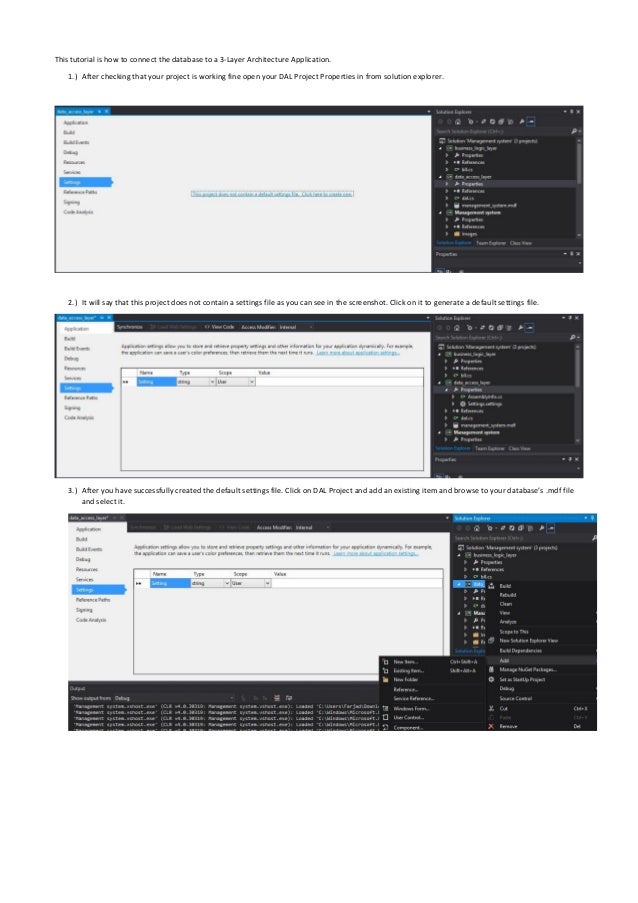 How to connect database file to a 3-Tier Architecture Application and…