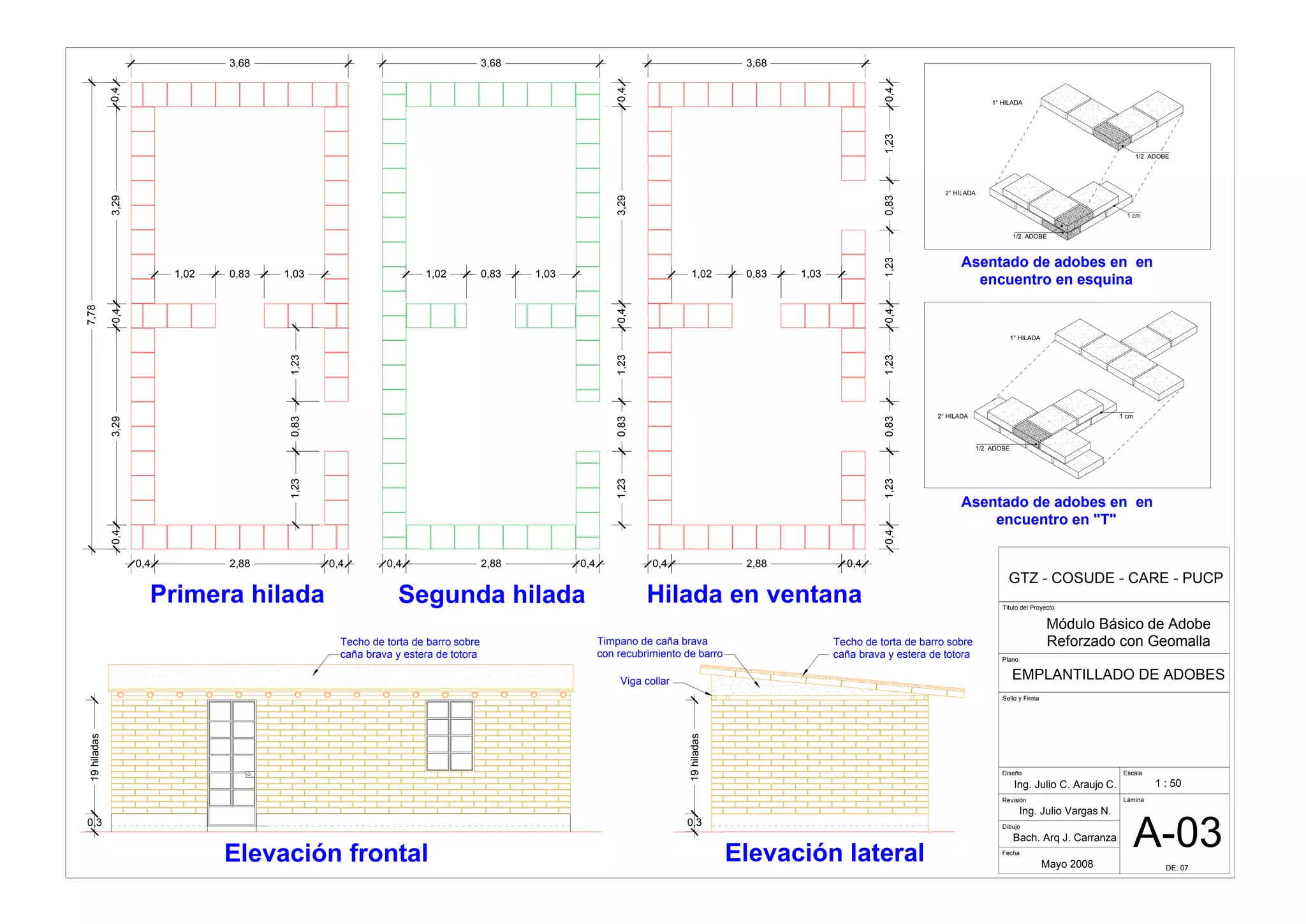 Construccion adobe y geomalla planos | PDF