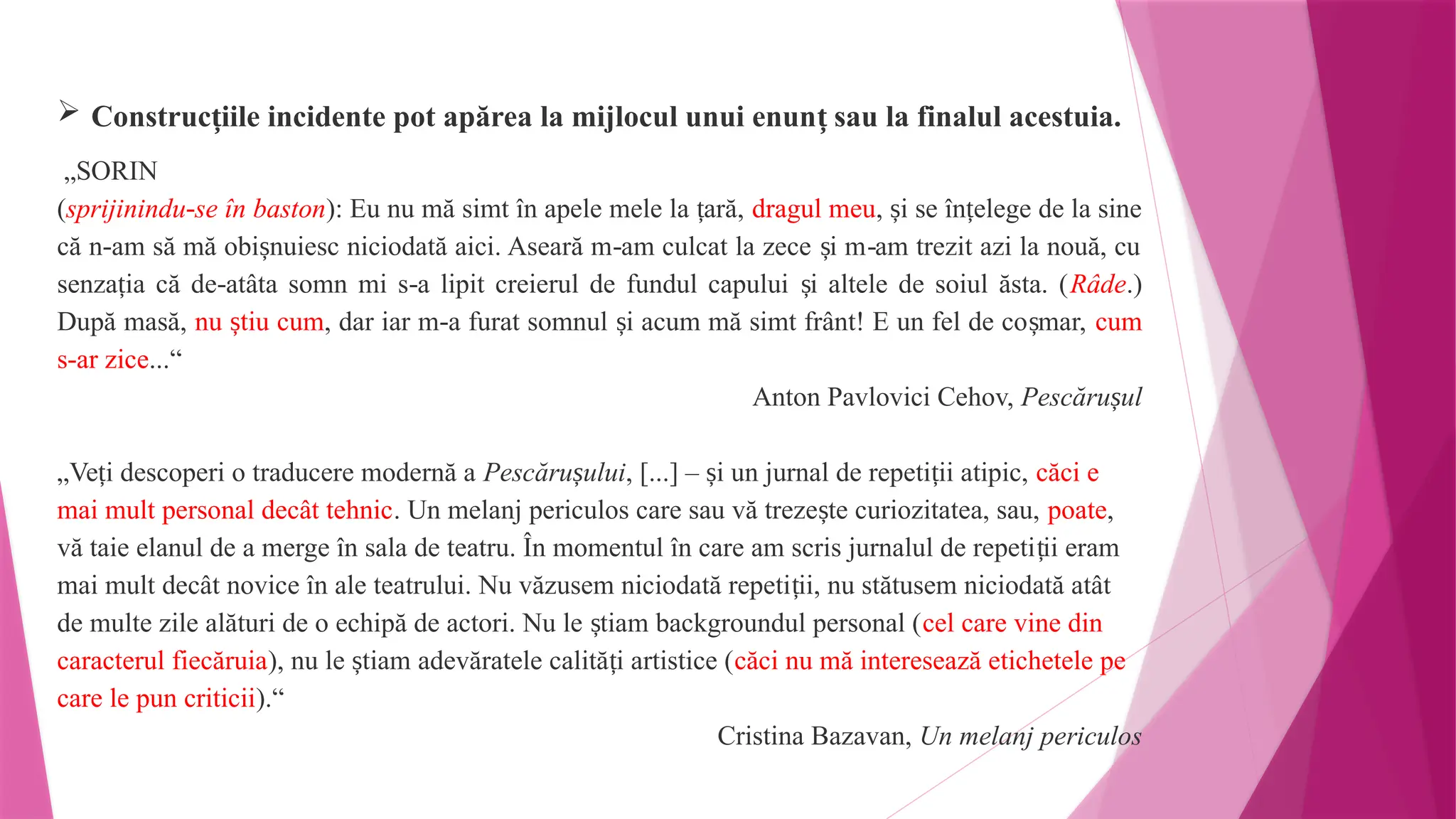 CONSTRUCȚIILE INCIDENTE.LIMBA ROMANApptx | PPT