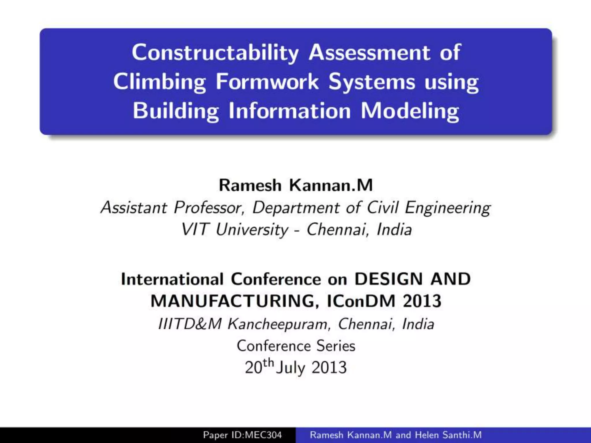 Constructability Assessment Of Climbing Formwork Systems Using Building