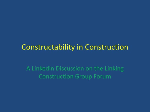 Constructability In Construction | PPTX | Construction Industry ...