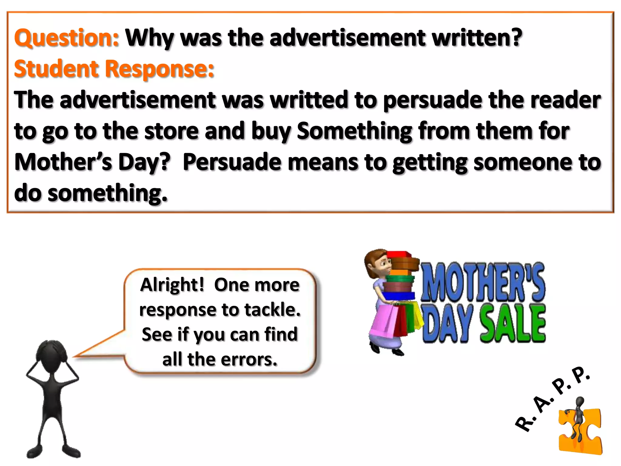 Constructed Response using the RAPP method | PPTX