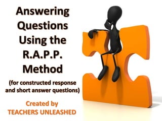 Constructed Response using the RAPP method | PPTX