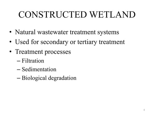 Constructed wetland management | PPTX | Chemistry | Science