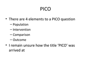 Constructing Clinical Questions (EBM I) | PPT
