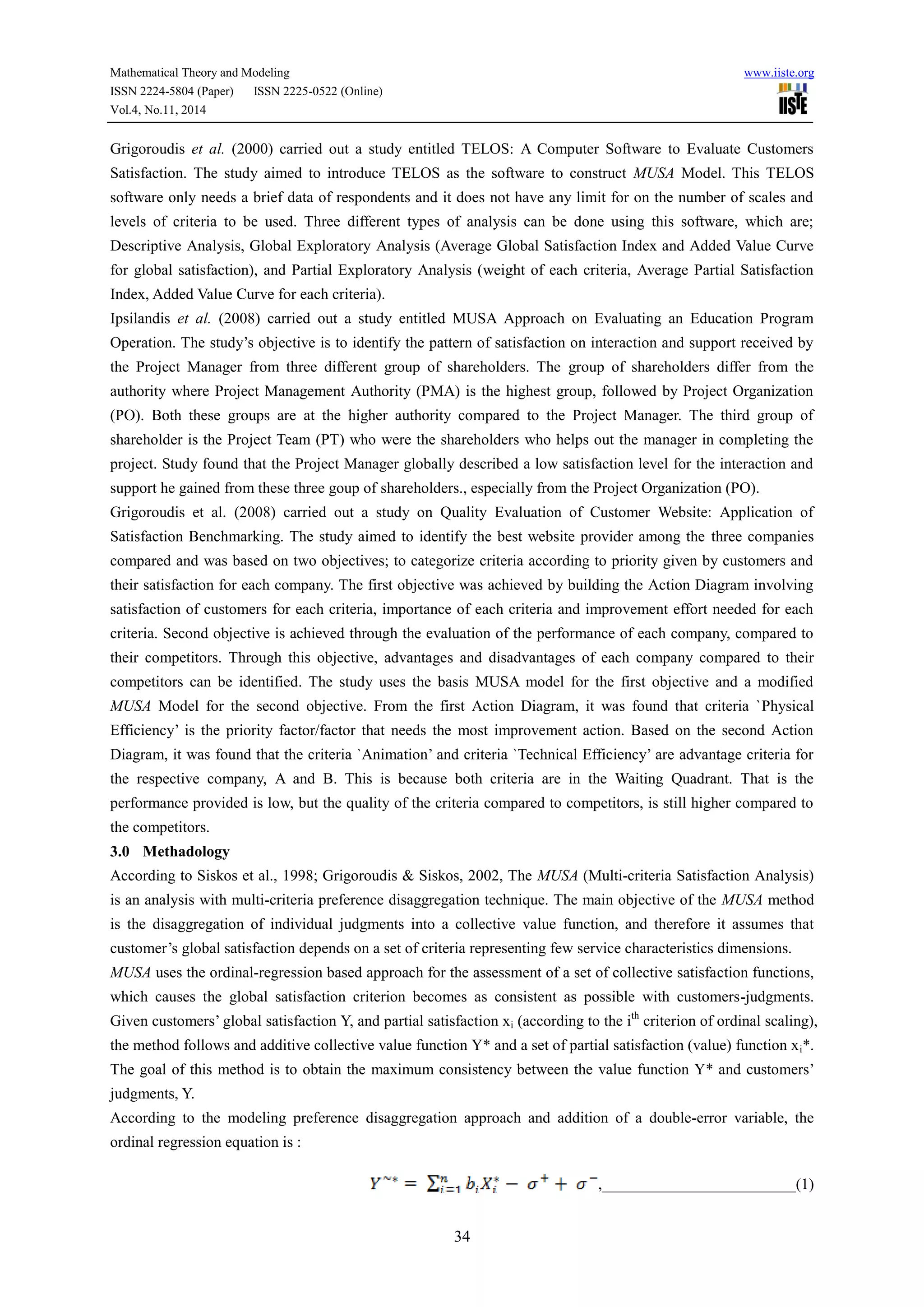 Constructing a musa model to determine priority factor of a servperf ...
