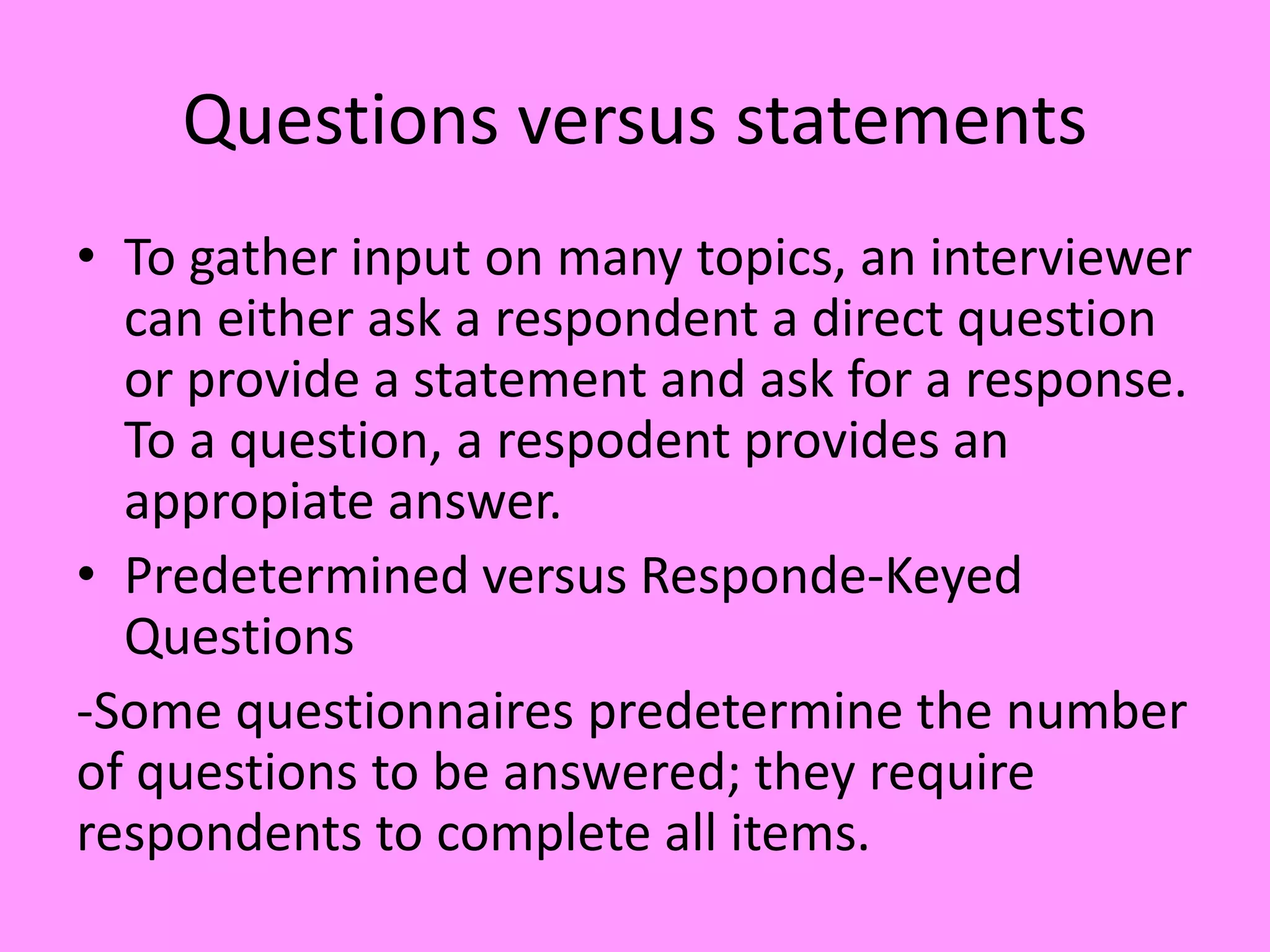 Constructing and using questionnaires and interview schedules | PPTX