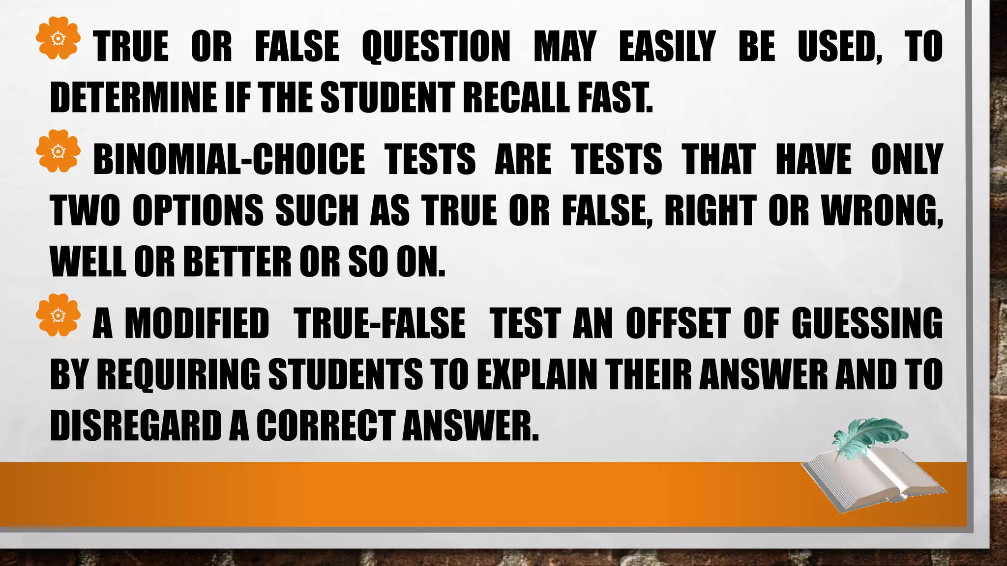 Constructing a true or false test | PPTX