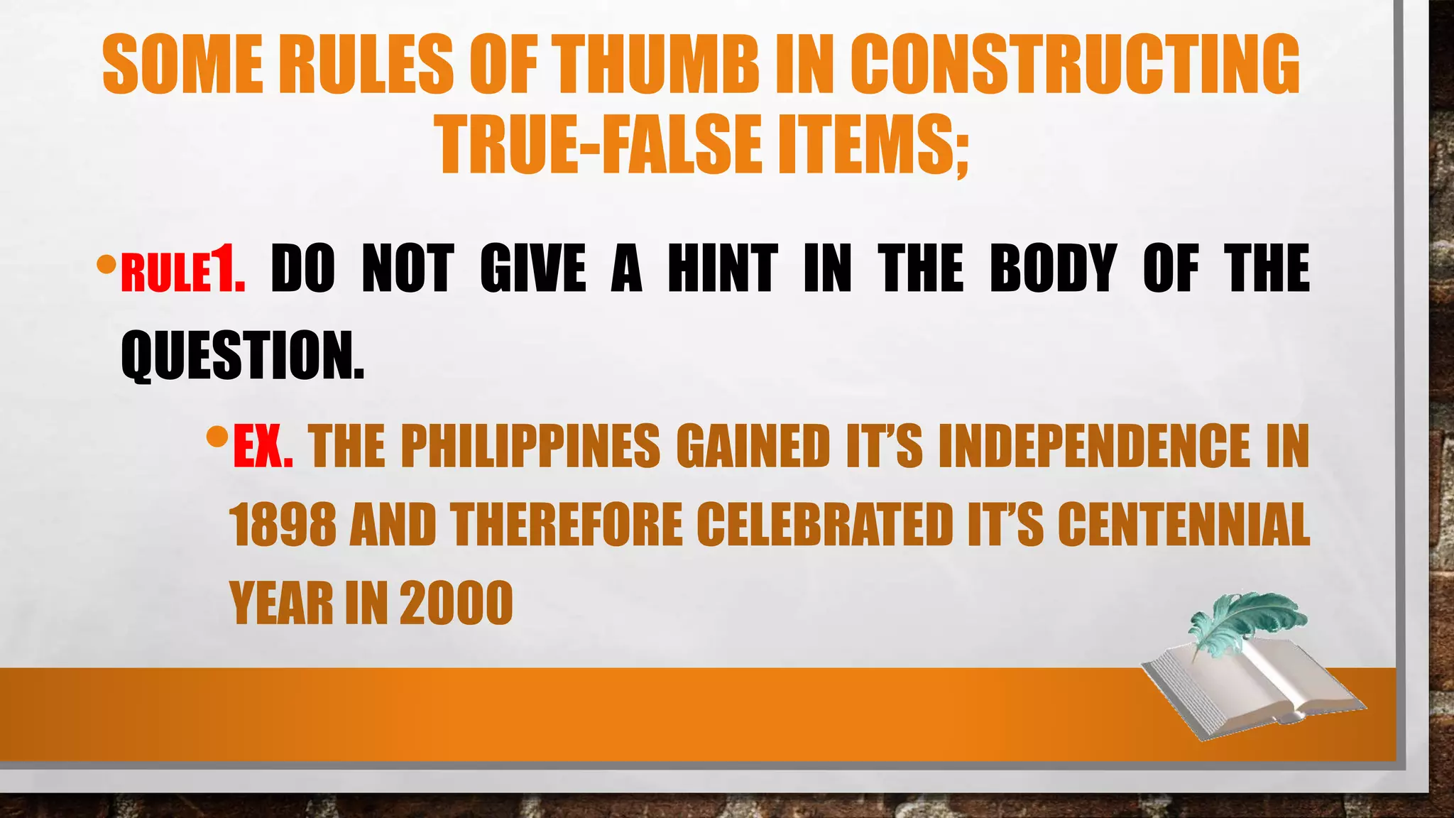 Constructing a true or false test | PPTX