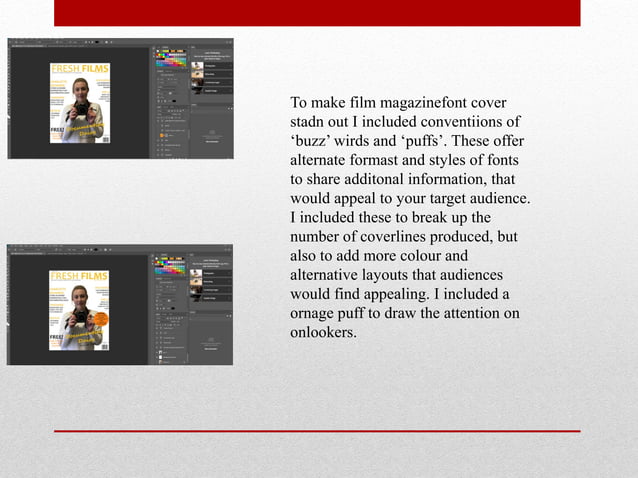 Constructing my Film Magazine Front Cover | ODP | Business | Business and Finance