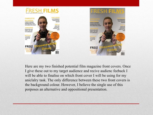 Constructing my Film Magazine Front Cover | ODP | Business | Business and Finance