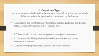 Constructing Objective Supply Type of Items | PPTX