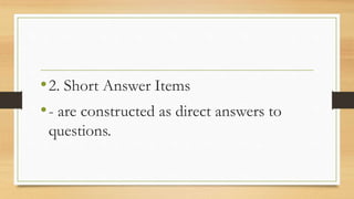 Constructing Objective Supply Type of Items | PPTX