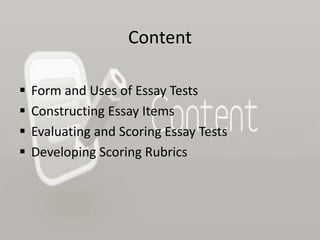 Constructing subjective test items | PPTX