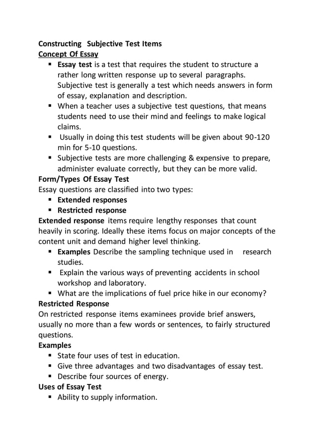 Constructing subjective test items | DOCX