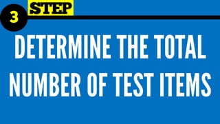 Constructing Test Questions and the Table of Specifications (TOS) | PDF