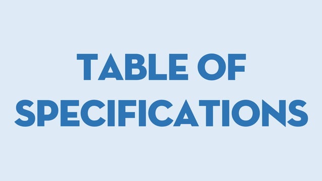 Constructing Test Questions and the Table of Specifications (TOS) | PDF
