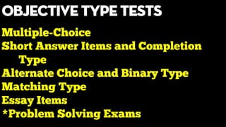 Constructing Test Questions and the Table of Specifications (TOS) | PDF