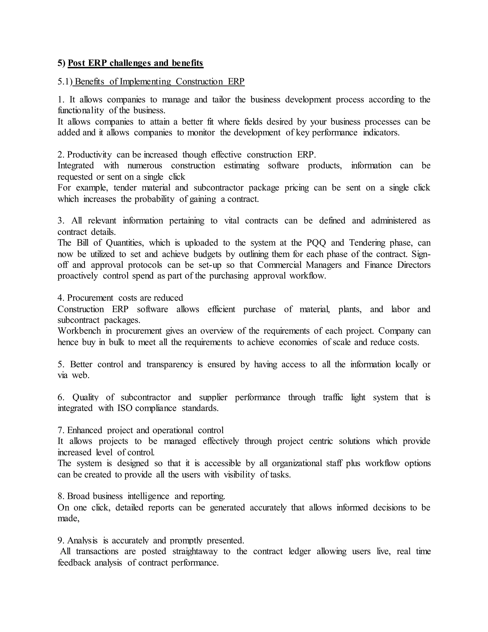 ERP in Construction industry | DOCX