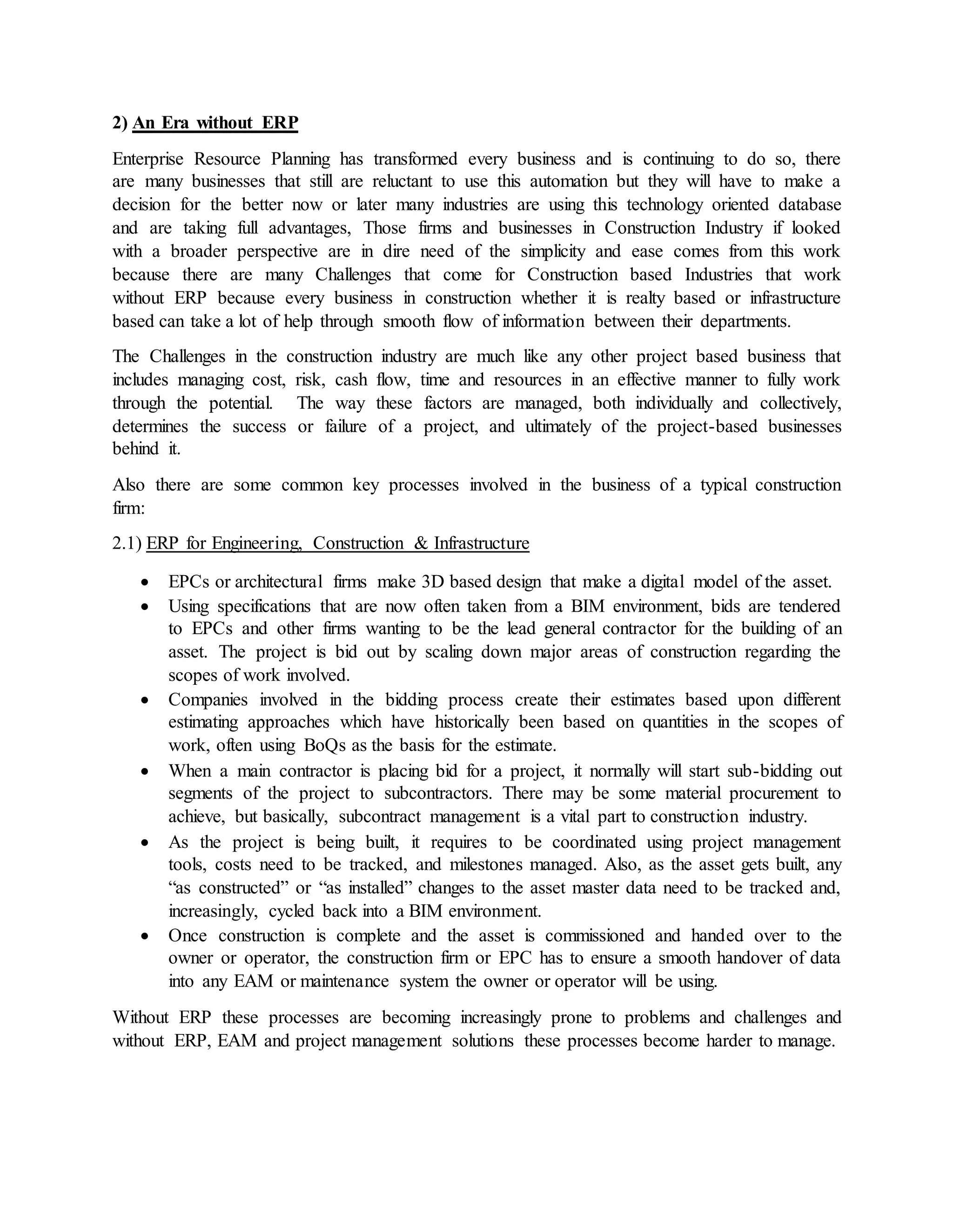 ERP in Construction industry | DOCX