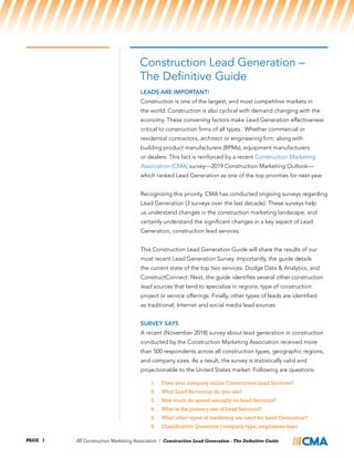 Construction Lead Generation - The Definitive Guide | PDF