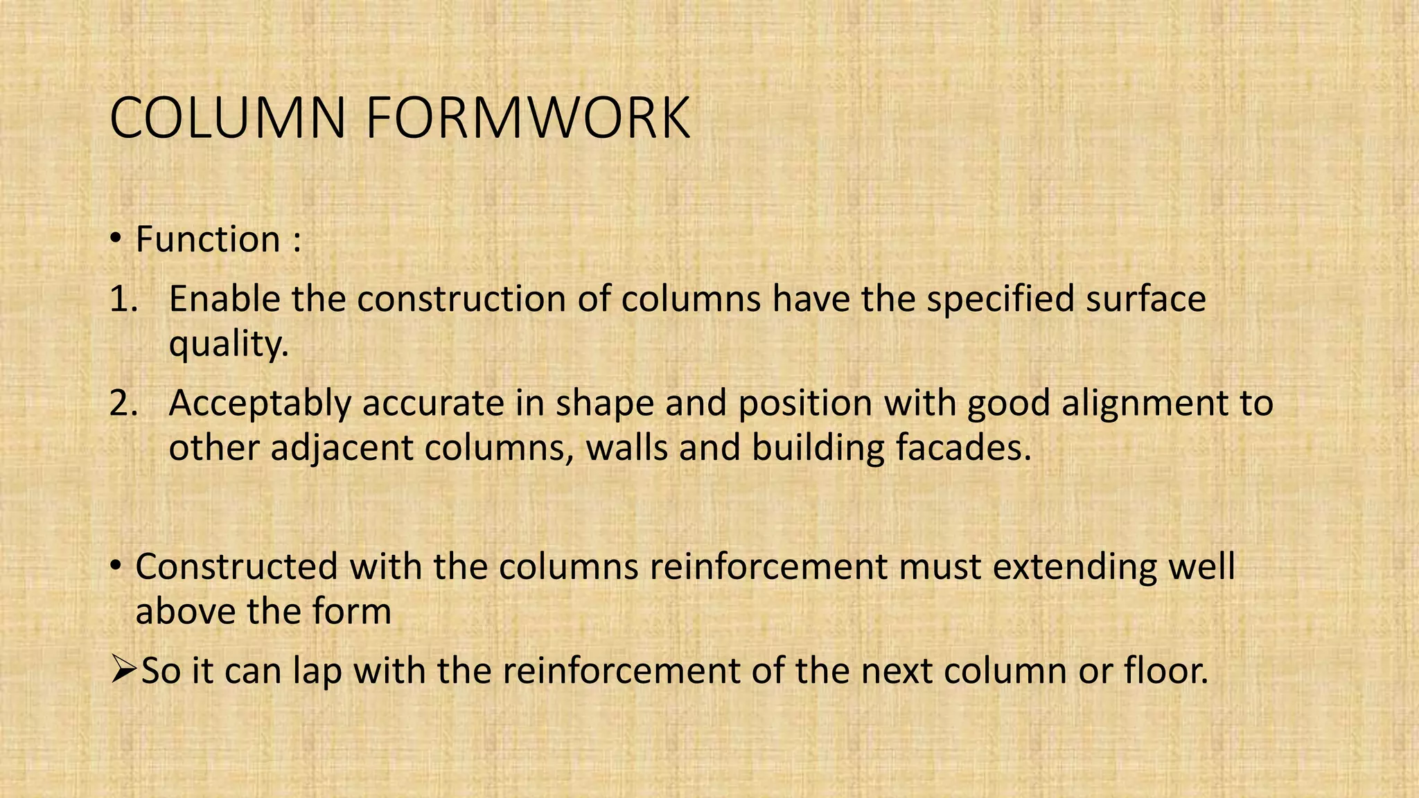 Formwork Presentation for Construction Technology | PPTX