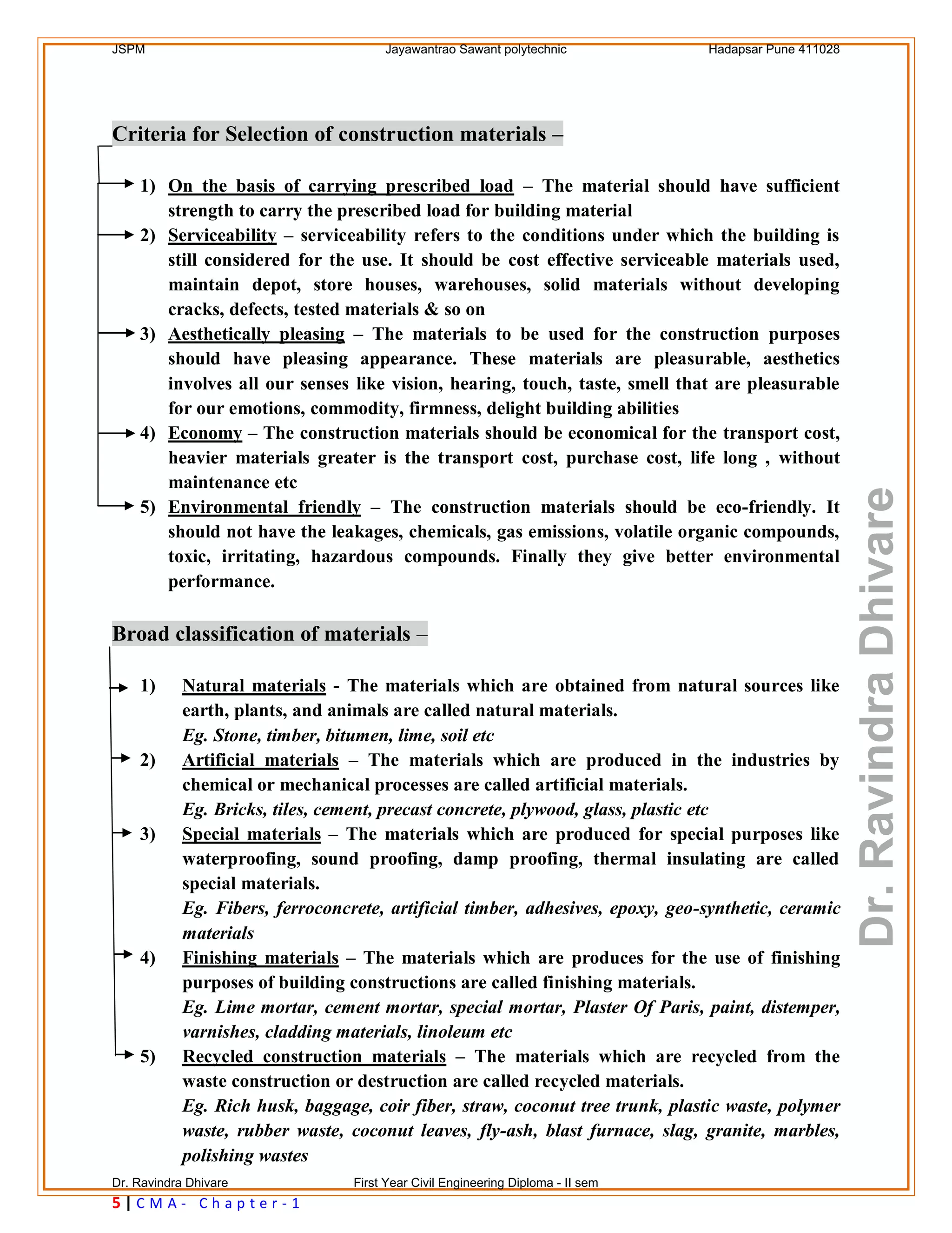 Construction%20 materials%20(cma)(17209)msbte poly | PDF
