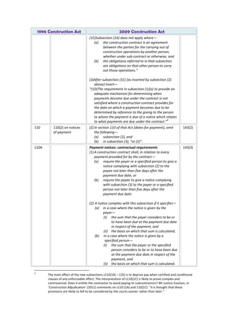 Summary of Construction Acts 1996 & 2009 | DOC | Construction Industry ...