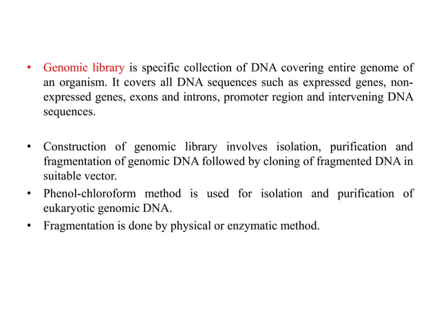 Construction and screening of genomic library | PPTX