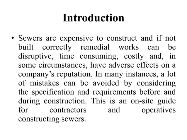 Construction and testing of sewer line | PPTX | Civil Engineering ...