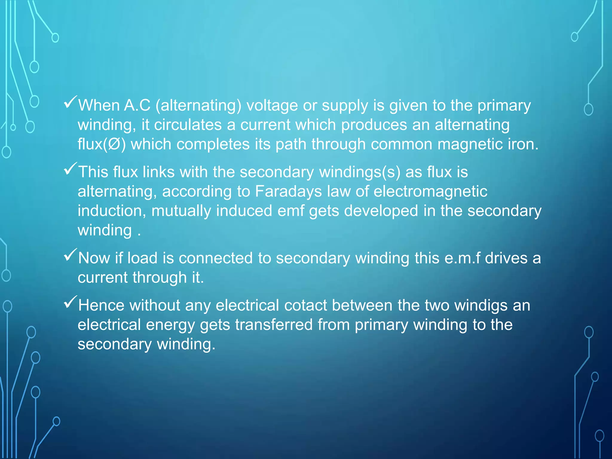 Construction and working principle of 1 phase transformer | PPTX