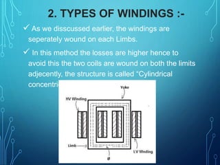 Construction and working principle of 1 phase transformer | PPTX
