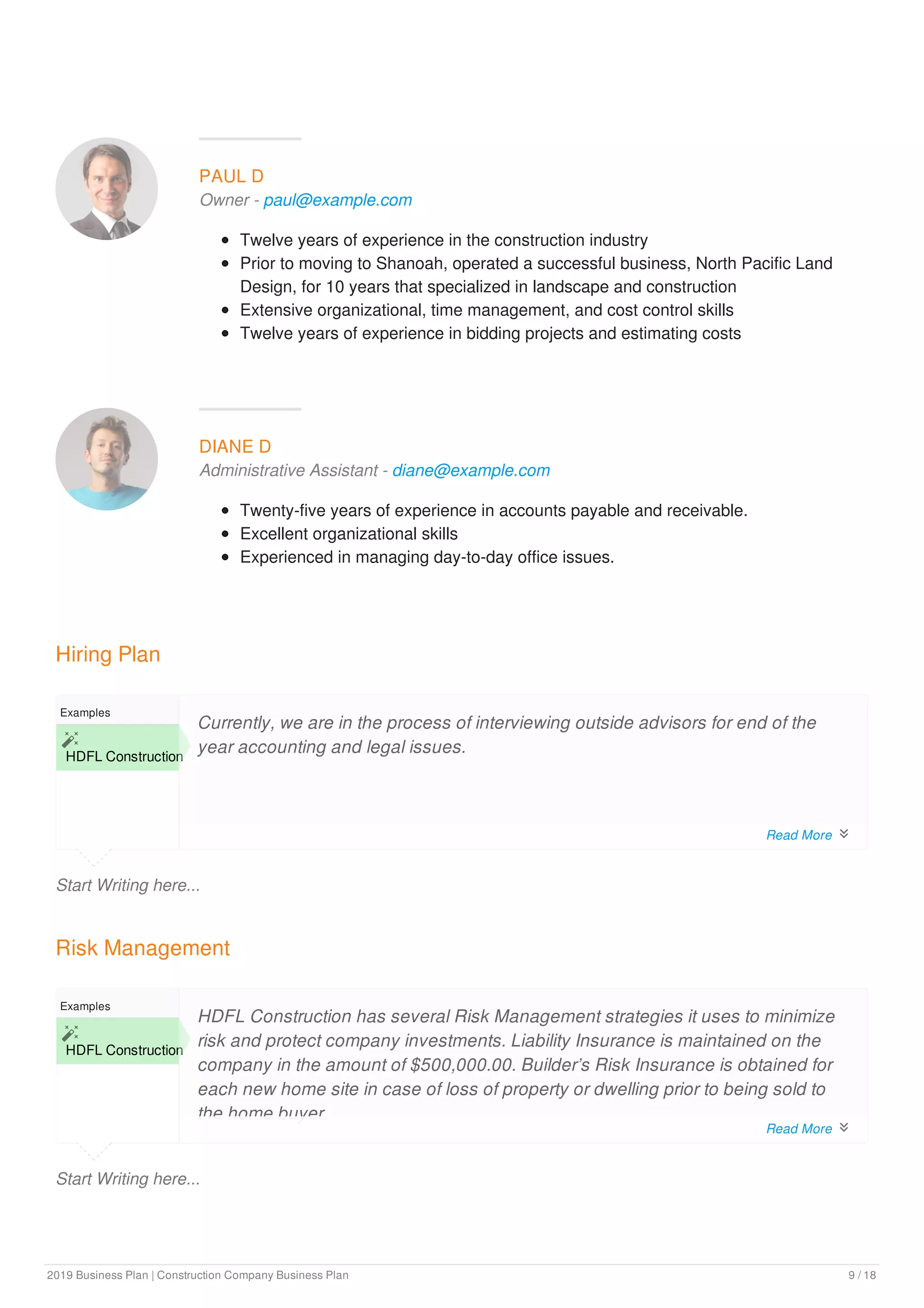 Construction company business plan example | PDF