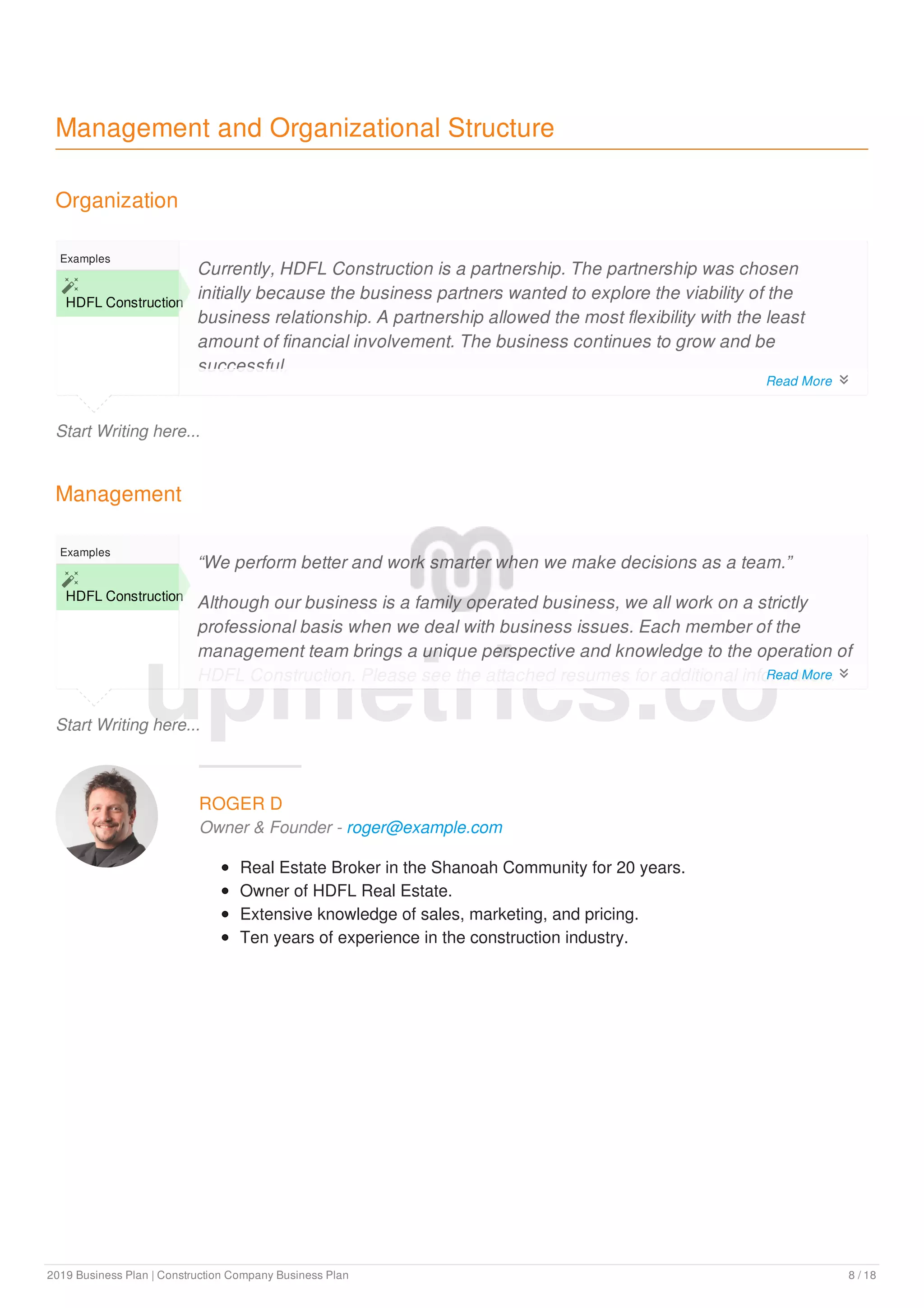 Construction company business plan example | PDF