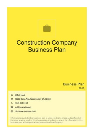 Construction company business plan example | PDF